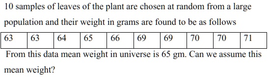 10 samples of leaves of the plant are chosen at random from a large ...