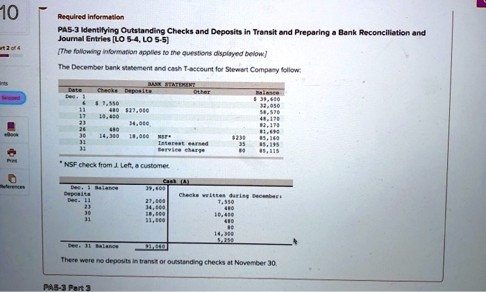 SOLVED: Required information PA5-3: Identifying Outstanding Checks and ...