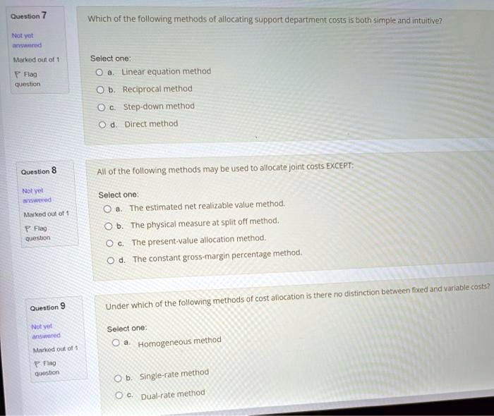 Question 7 Not yet answered Marked out of 1 Flag question Which of the ...