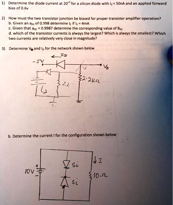 1 determine the diode current at 20for a silicon diode with ic50na and ...