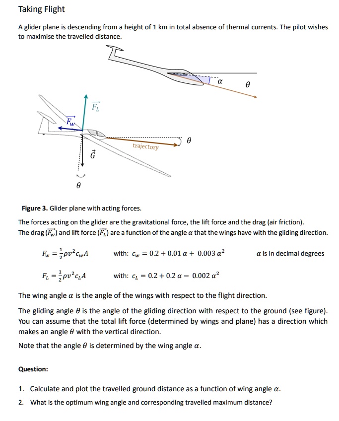 SOLVED: Taking Flight A glider plane is descending from a height of 1 ...