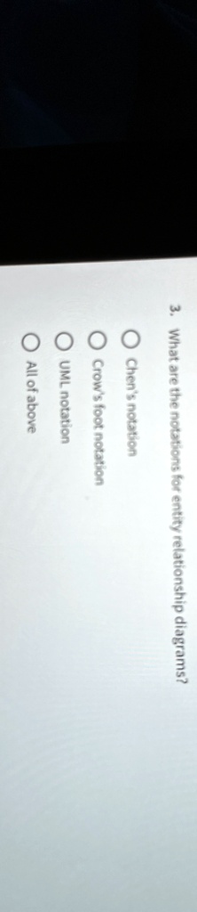 3. What are the notations for entity relationship diagrams? Chen's ...