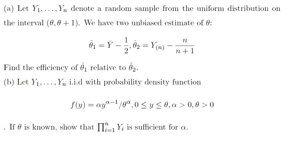 SOLVED: (a) Let Y1 denote a random sample from the uniform distribution ...