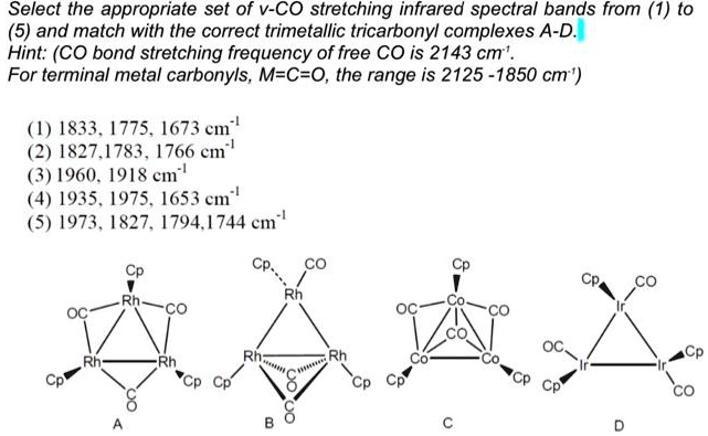 SOLVED:Select the appropriate set of v-CO stretching infrared spectral ...