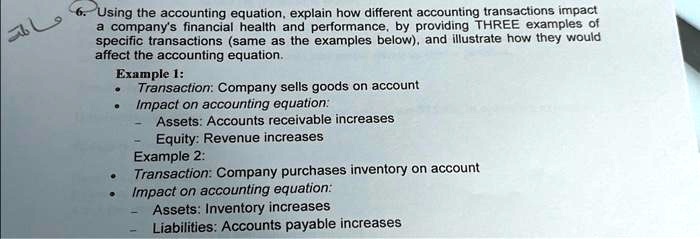 SOLVED: Using the accounting equation, explain how different accounting ...