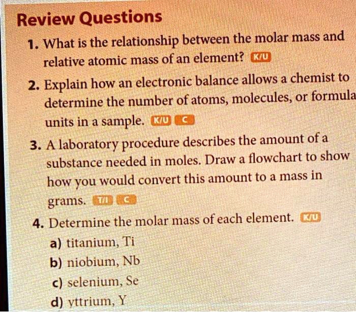 SOLVED: Review Questions 1. What is the relationship between the molar ...
