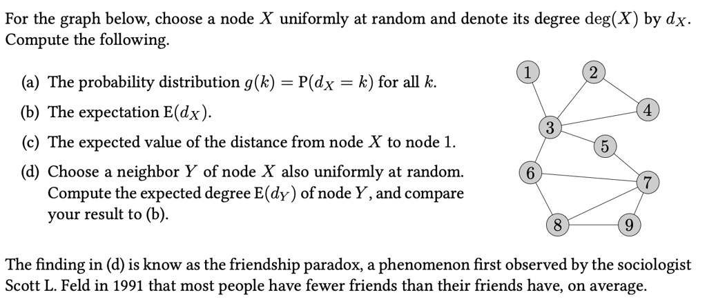 For the graph below, choose a node X uniformly at random and denote its ...