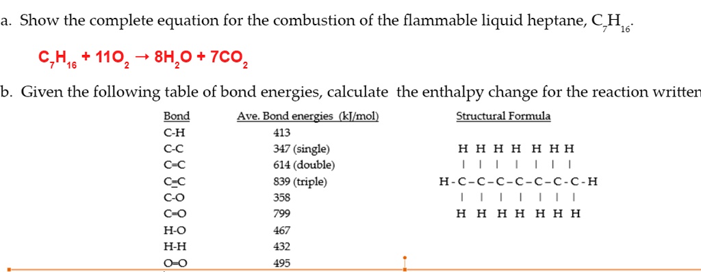 SOLVED: Show the complete equation for the combustion of the flammable ...