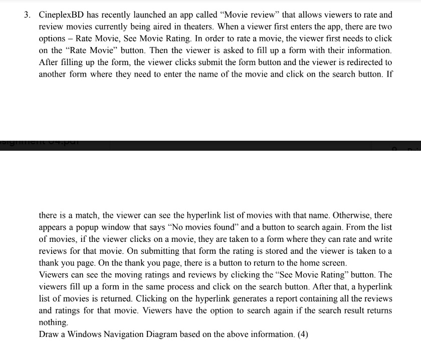 SOLVED: Draw a Windows Navigation Diagram based on the above ...