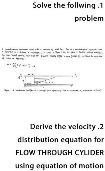 Solve the following. 1 problem Constant-density Newtonian fluid with a viscosity of μ flows in a ...