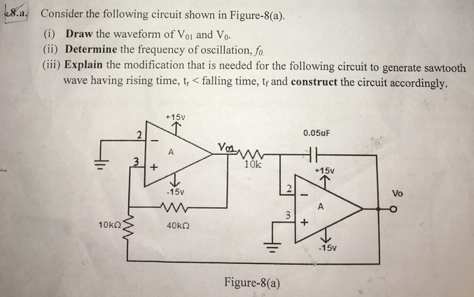 Get Answer Sa Consider The Following Circuit Shown In Figure 8a I Draw The Waveform Of 
