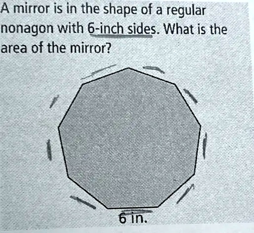 A mirror is in the shape of a regular nonagon with 6-inch sides. What ...