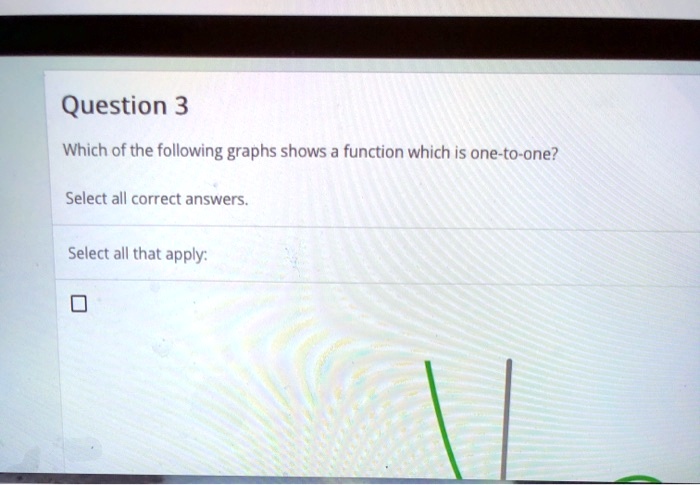 SOLVED: Question 3 Which ofthe following graphs shows a function which is one-to-one? Select all ...