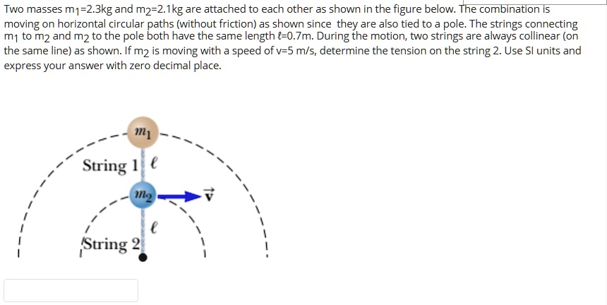SOLVED: Two masses m1=2.3kg and m2-2.1kg are attached to each other as shown in the figure below ...