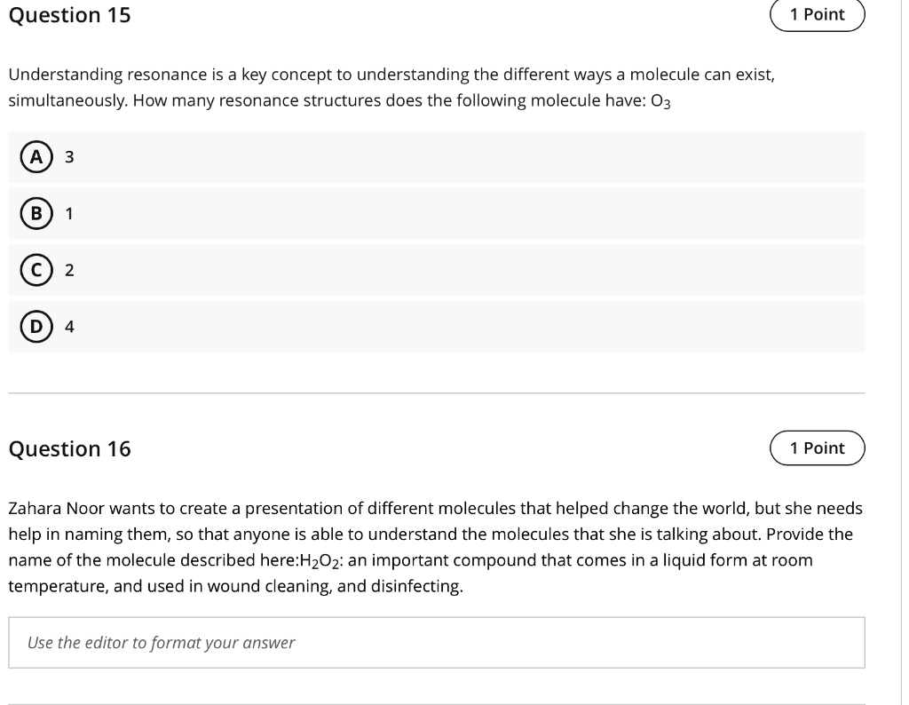 Question 15 Understanding resonance is a key concept to understanding ...