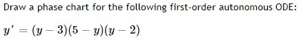SOLVED: Draw phase chart for the following first- order autonomous ODE: 3)(5 y)(y