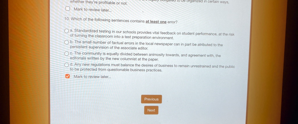 whether they're profitable or not. Mark to review later... 10. Which of ...