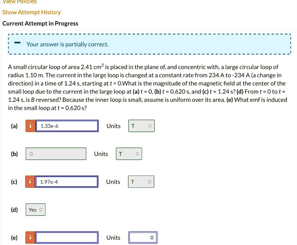 SOLVED: ShowAttempt History CurrentAttempt in Progress Your answerispartially correct A small ...
