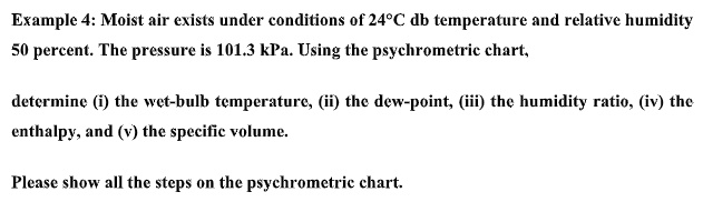 SOLVED: Example 4: Moist air exists under conditions of 24C db ...