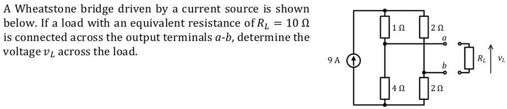SOLVED: A Wheatstone bridge driven by a current source is shown below. If a load with an ...
