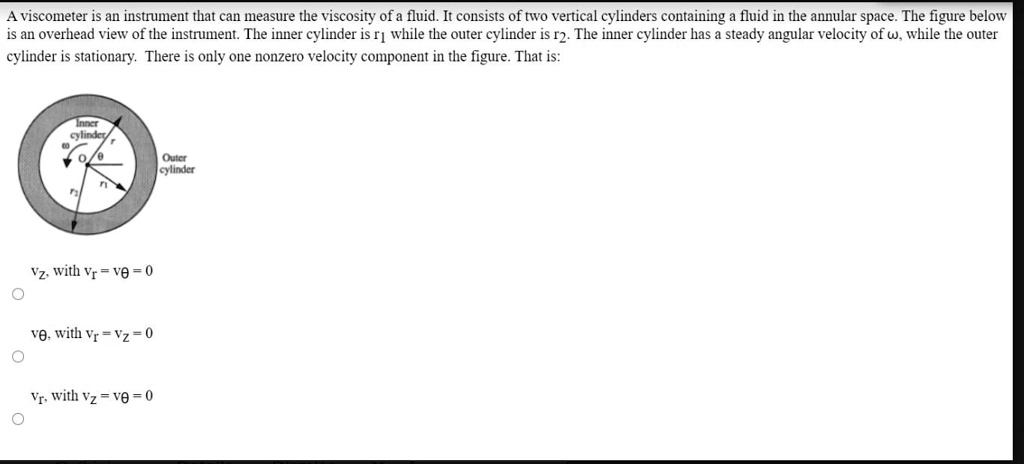SOLVED: A viscometer is an instrument that can measure the viscosity of a fluid. It consists of ...
