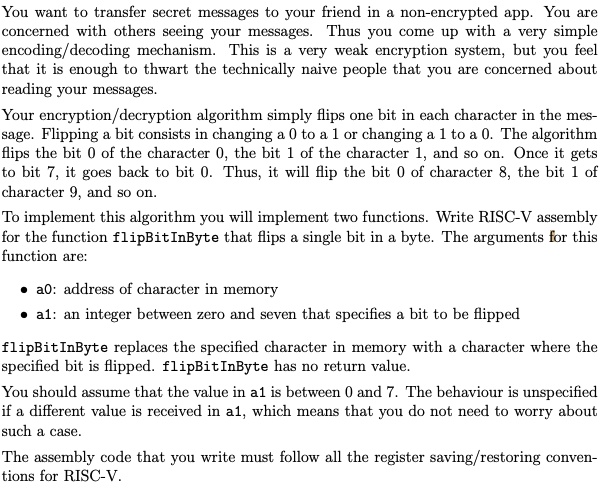 SOLVED: You want to transfer secret messages to your friend using a non-encrypted app. You are ...