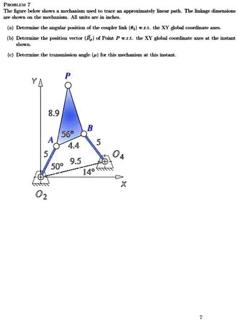 SOLVED: PROBLEM 7: The figure below shows a mechanism used to trace an ...
