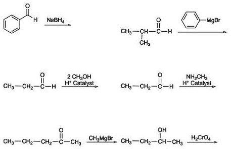 SOLVED: Give the products: NaBH4 MgBr2 CH3CH3 2CH3OH + Catalyst NH2CH3 ...