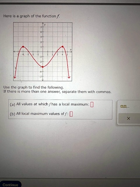 SOLVED: Here is a graph of the function f Use the graph to find the following. If there is more ...