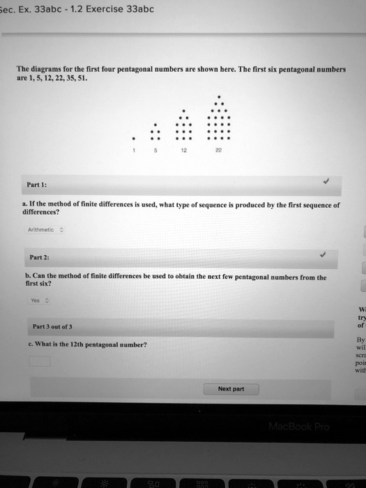 Solved Text Ex 33abc 12 Exercise 33abc The Diagrams For The First Four Pentagonal Numbers 5 