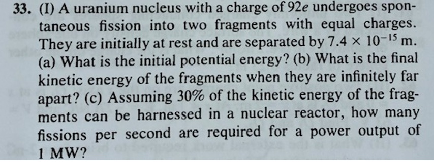 SOLVED: 33. (I) A uranium nucleus with a charge of 92e undergoes spon ...