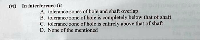 SOLVED: In interference fit, which of the following statements is true ...