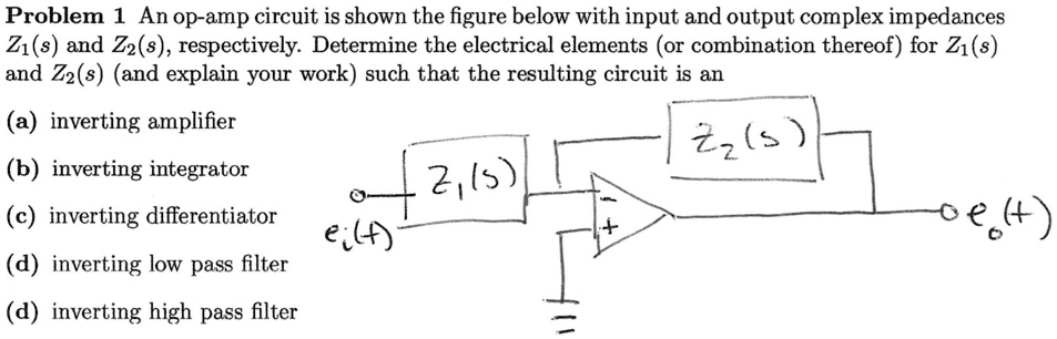 SOLVED: Problem An op-amp circuit is shown the figure below with input ...