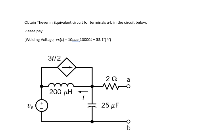 SOLVED: Obtain Thevenin Equivalent circuit for terminals a-b in the circuit below. Please pay ...