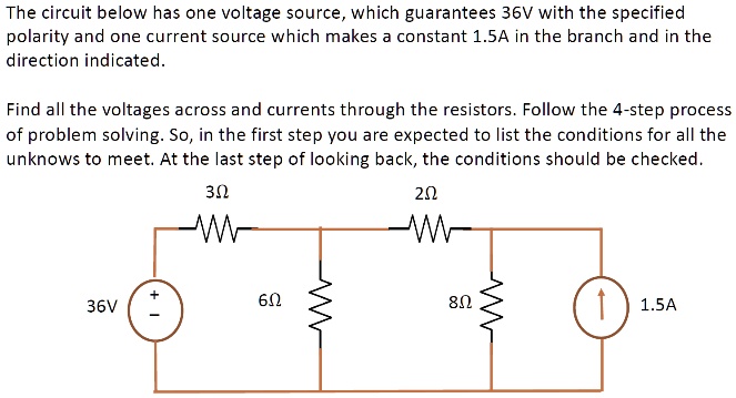 SOLVED: The circuit below has one voltage source, which guarantees 36V ...