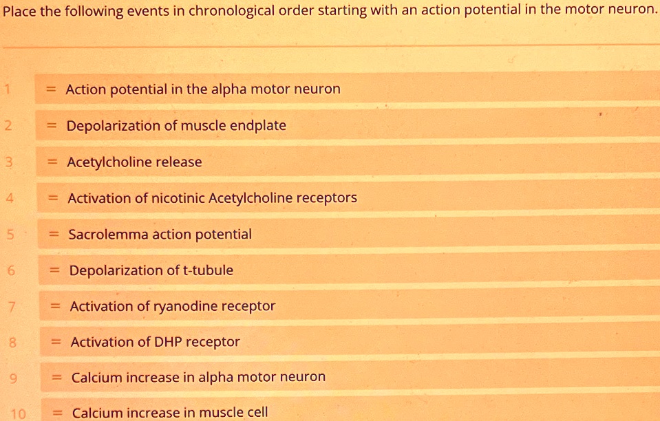 place the following events in chronological order starting with an ...