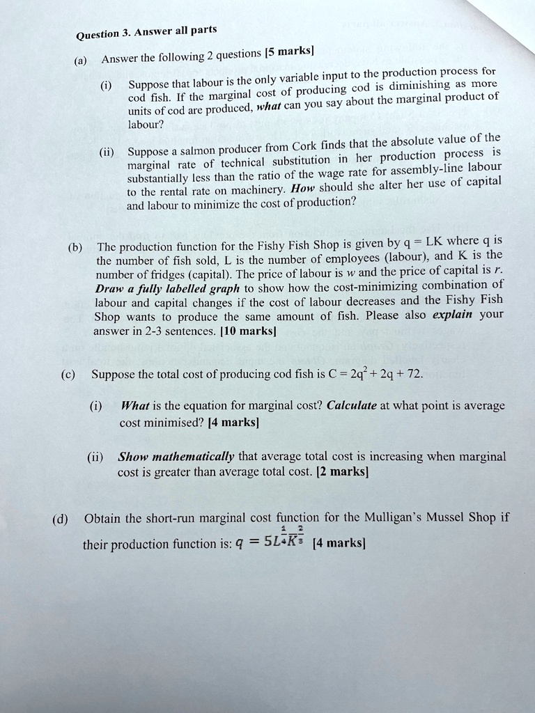 Solved Question 3 Answer All Parts A Answer The Following 2 