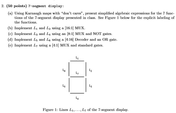 SOLVED: 2.50 points 7-segment display: a) Using Karnaugh maps with don't cares, present ...