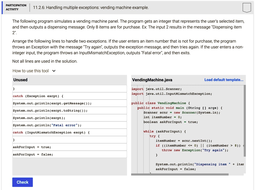 SOLVED: PARTICIPATION ACTIVITY 11.2.6: Handling multiple exceptions ...