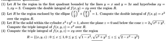 SOLVED:Let R be the region in the first quadrant bounded by the lines ...