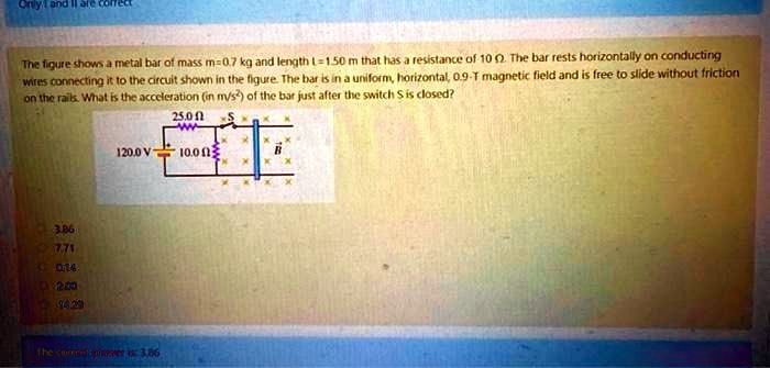 the figure shows a metal bar of mass m07 kg and length l150 m that has ...