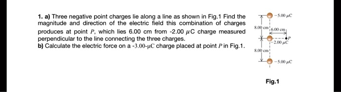 SOLVED: Three negative point charges lie along a line as shown in Fig.1. Find the magnitude and ...