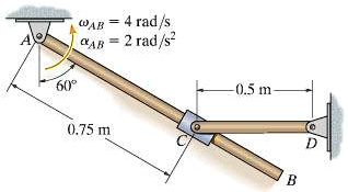 SOLVED: At the instant shown, rod AB has an angular velocity Ï‰AB = 4 ...