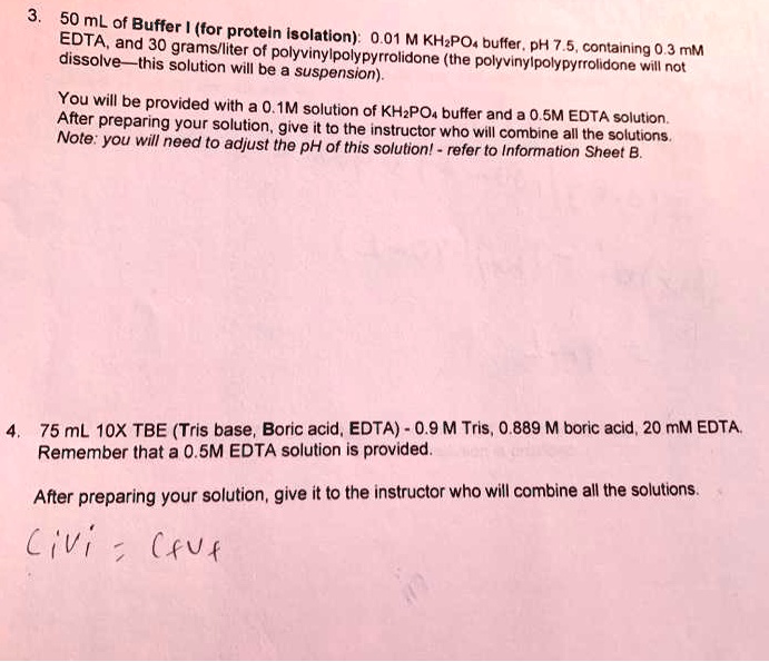 3. 50 mL of Buffer I (for protein isolation): 0.01 M KH2PO4 buffer, pH ...