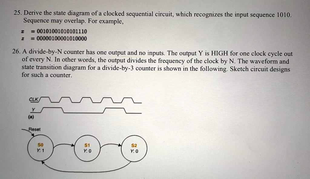 SOLVED: 25. Derive the state diagram of a clocked sequential circuit ...