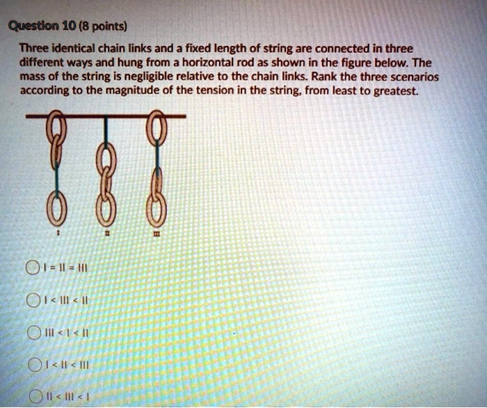 SOLVED: Question 10 (8 points) Three identical chain links and a fixed ...