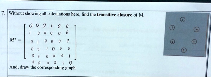 SOLVED: Without showing all calculations here, find the transitive ...