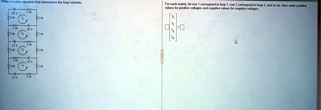 SOLVED: Matrix equation that determines the loop currents. For each ...