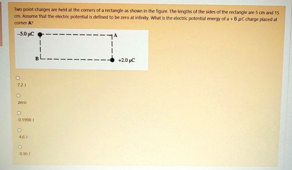 SOLVED: Two point charges are held at the corners of a rectangle as ...
