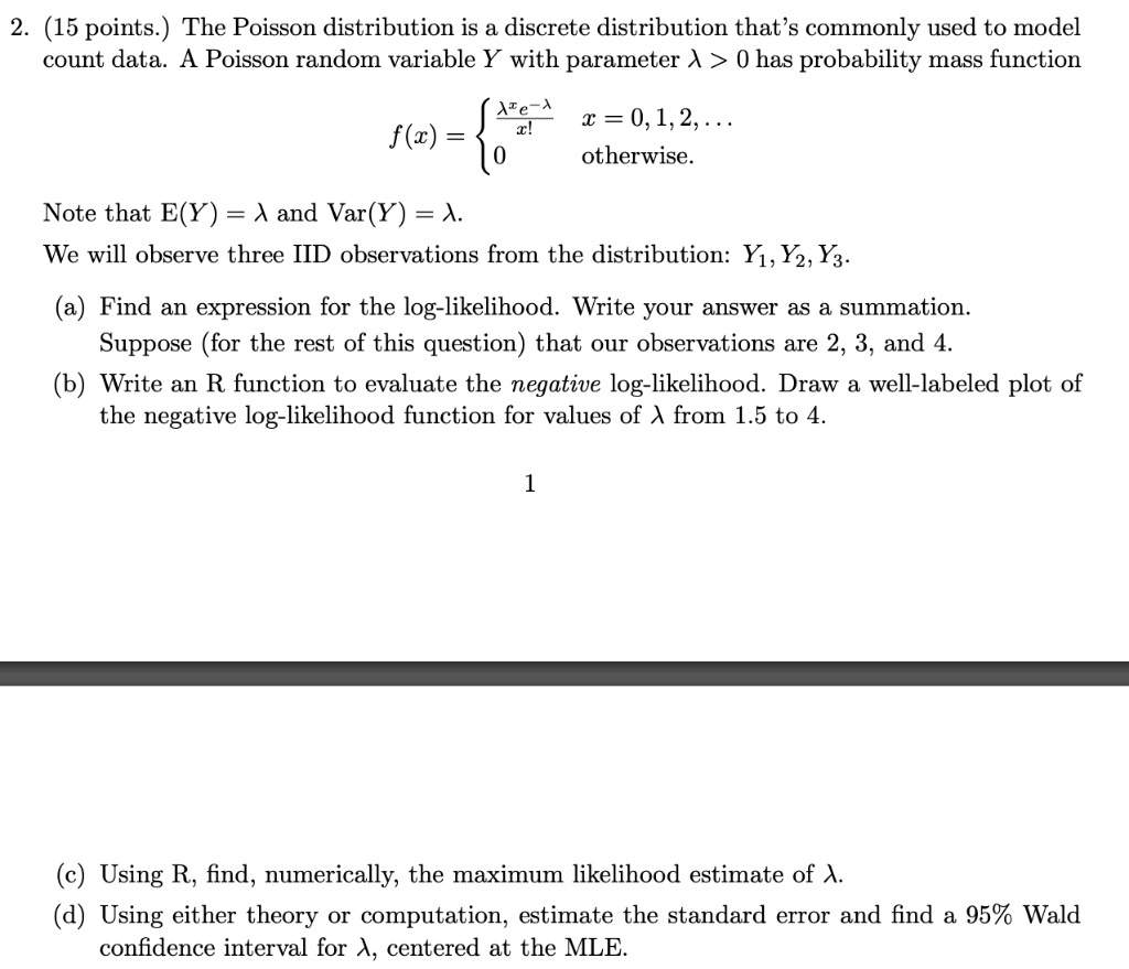 Solved 2 15 Points The Poisson Distribution Is A Discrete